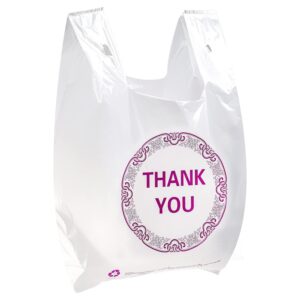 Elsjoy 500 Pieces Thank You Plastic Shopping Bags, 21 x 13 Inch T-Shirt Carry Out Bags Bulk Reusable Grocery Bags for Supermarket, Restaurant, Retail Store