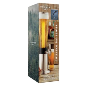 Hammer + Axe Drink Dispenser [2023 Amazon Exclusive] Pro-Pour Tap & Bottle Opener, 88 Fl Oz, Home Bar Party Accessory, Elegant Design, Portable Beverage Tower Server, Beer Liquor Margaritas Cocktails