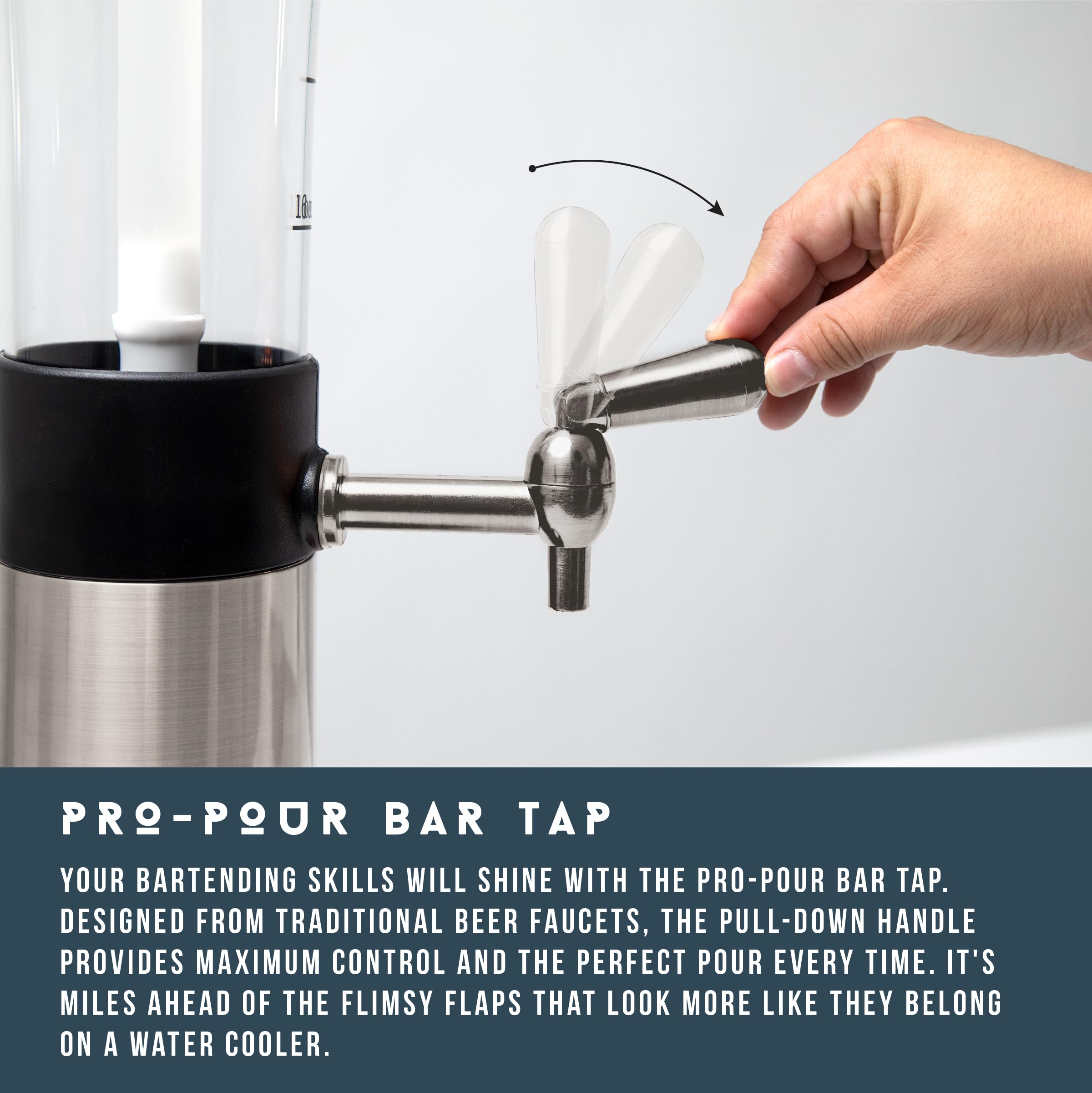 Hammer + Axe Drink Dispenser [2023 Amazon Exclusive] Pro-Pour Tap & Bottle Opener, 88 Fl Oz, Home Bar Party Accessory, Elegant Design, Portable Beverage Tower Server, Beer Liquor Margaritas Cocktails