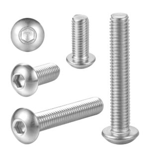 m5-0.8 x 12mm socket button head socket cap bolts screws allen socket drive screws stainless steel 304 (a2-70) fully threaded machine screws, pack of 100