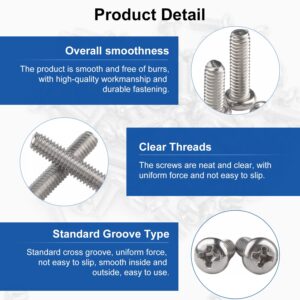 MroMax M5-0.8x12mm Pan Head Phillips Machine Screws 304 Stainless Steel Metric Cross Head Screws Bolts Fasteners Fully Threaded Silver Gray 20Pcs