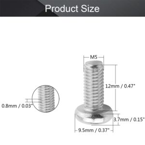 MroMax M5-0.8x12mm Pan Head Phillips Machine Screws 304 Stainless Steel Metric Cross Head Screws Bolts Fasteners Fully Threaded Silver Gray 20Pcs