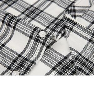 Men's Double Pocket Plaid Flannel Shirt Long Sleeve Button Down Business Formal Chemise M512 US Size XXL