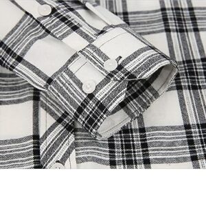 Men's Double Pocket Plaid Flannel Shirt Long Sleeve Button Down Business Formal Chemise M512 US Size XXL