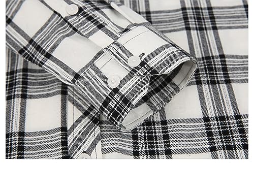 Men's Double Pocket Plaid Flannel Shirt Long Sleeve Button Down Business Formal Chemise M512 US Size XXL