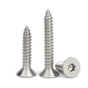 dubmag tapping screws,screw bolt,304 stainless steel countersunk head hexagon socket self tapping screws, flat head screws, self tapping wood screws, m2m3m4m5m6,m4*8(50pcs (color : m5*12(50pcs)