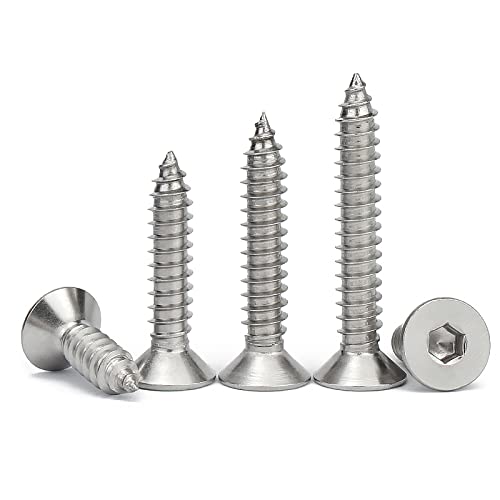 DubMag Tapping Screws,Screw Bolt,304 Stainless Steel Countersunk Head Hexagon Socket Self Tapping Screws, Flat Head Screws, Self Tapping Wood Screws, M2M3M4M5M6,M4*8(50pcs (Color : M5*12(50pcs)