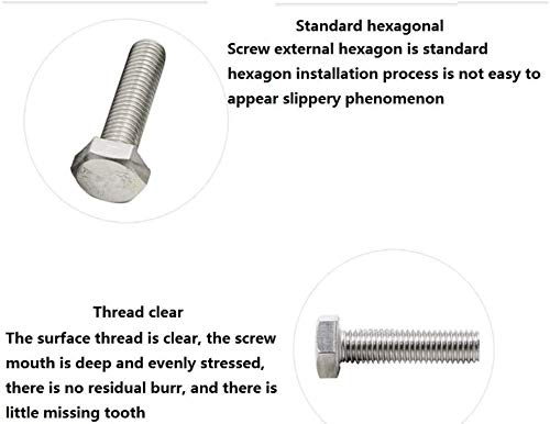 Small Brass Screws,self-Tapping Screw,Screw Bolt Stainless Steel 304 Outer Hexagon Screw, Outer Hexagon Full Thread Bolt (Color : M5*60 (5 Pcs)) (Color : M5*12 (5 Pieces))