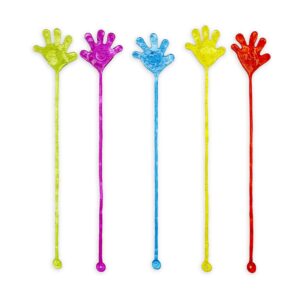 marwills 20 pcs sticky hands, wacky fun stretchy glitter sticky hands for kids, sensory fidget toy in 5 assorted colors, sticky hand toys for kid’s class decoration, party favors, birthday parties