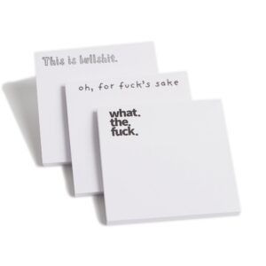 funny sticky note what the f*ck sticky notepad, oh, for fuck's sake novelty notepads, funny sassy rude desk accessory gifts for friends, co-workers, boss (3 pcs)