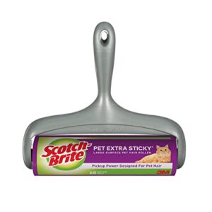 scotch-brite pet extra sticky large surface roller, designed for pet hair, 60 sheets