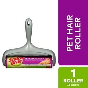 Scotch-Brite Pet Extra Sticky Large Surface Roller, Designed for Pet Hair, 60 Sheets