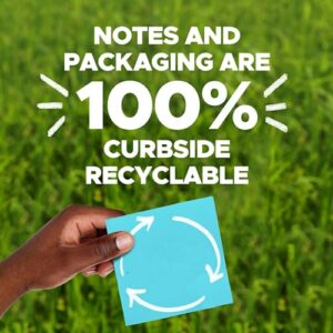 Post-it 100% Recycled Paper Super Sticky Pop-up Notes, 2X the Sticking Power, 3x3 in, 6 Pads/Pack, Wanderlust Pastels Collection