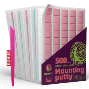 greenfix mounting putty removable - 500pcs sticky tack for wall hanging - reusable colorful poster putty - wall tack sticky putty - adhesive putty for poster picture hanging crafts