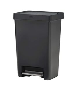 rubbermaid premier series ii step-on trash can for home and kitchen, with lid lock and slow close, 13 gallon, charcoal