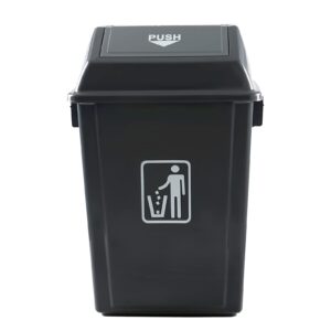 Dehouse 13 Gallon Plastic Trash Can with Swing Lid, 4-Pack Large Kitchen Swing-Top Garbage Can, Gray