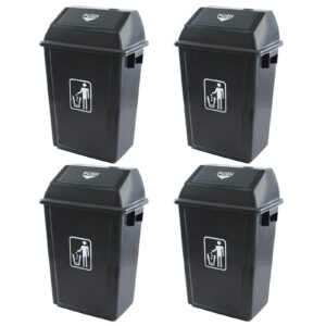 lesbin 4-pack 13 gallon kitchen trash can with lid, plastic garbage bin for kitchen, gray