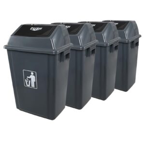 vcansay 13 gallon plastic kitchen trash can with lid, pack of 4