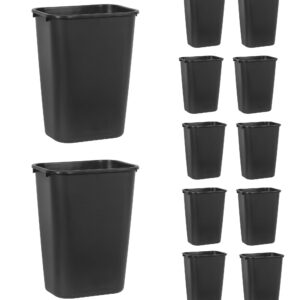 Rubbermaid Commercial Products Resin Wastebasket/Trash Can, 10-Gallon/41-Quart, Black, Plastic, for Bedroom/Bathroom/Office, Fits Under Desk/Sink/Cabinet, Pack of 12