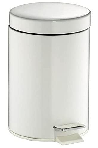 WESCO 103 103012-01 Pedal-Type Trash Can, White, Size: Diameter 6.7 x Height 10.2 inches (17 x 26 cm), Pedal Bin 3L