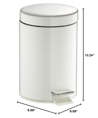 WESCO 103 103012-01 Pedal-Type Trash Can, White, Size: Diameter 6.7 x Height 10.2 inches (17 x 26 cm), Pedal Bin 3L