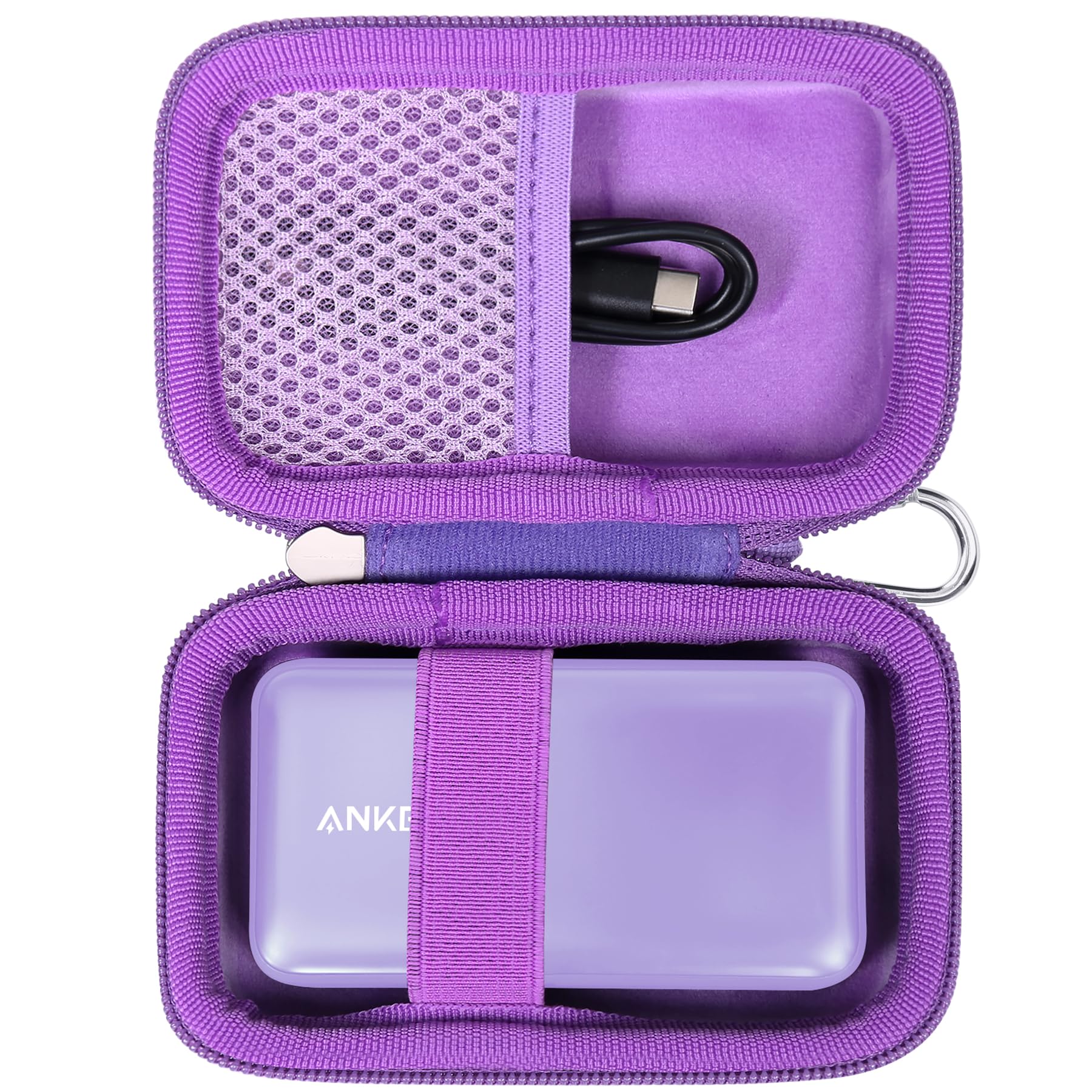 khanka Hard Travel Case for Anker 3-in-1 Fast Charging Charger with Built-in USB-C Cable/Anker 533 Power Bank/Anker Nano Power Bank,10000mAh Portable Charger (PD 30W max. Leistung),Case Only(Purple)