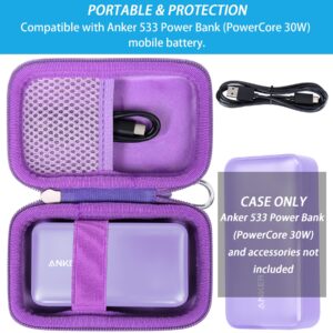 khanka Hard Travel Case for Anker 3-in-1 Fast Charging Charger with Built-in USB-C Cable/Anker 533 Power Bank/Anker Nano Power Bank,10000mAh Portable Charger (PD 30W max. Leistung),Case Only(Purple)