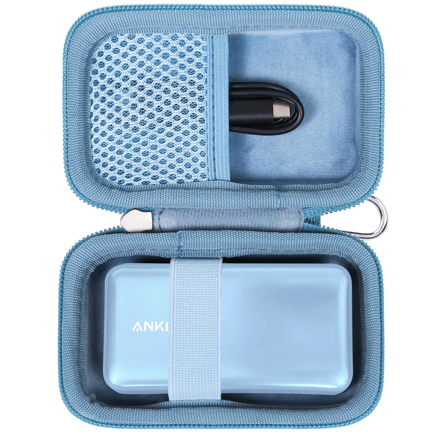 khanka Hard Travel Case for Anker 3-in-1 Fast Charging Charger with Built-in USB-C Cable/Anker 533 Power Bank/Anker Nano Power Bank,10000mAh Portable Charger (PD 30W max. Leistung),Case Only（Blue）