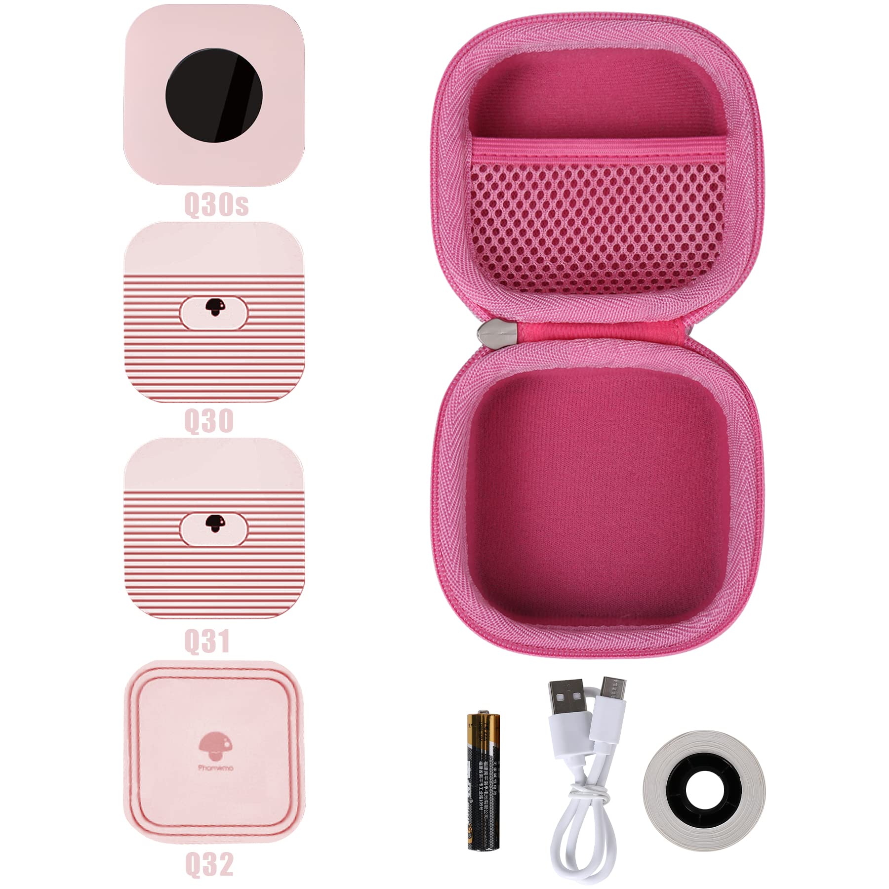 khanka Hard Travel Case Replacement for Phomemo Q30 Q30S Q31 Q32 Label Maker Machine Mini Bluetooth Portable Sticker Printer Maker, Case Only (Pink)