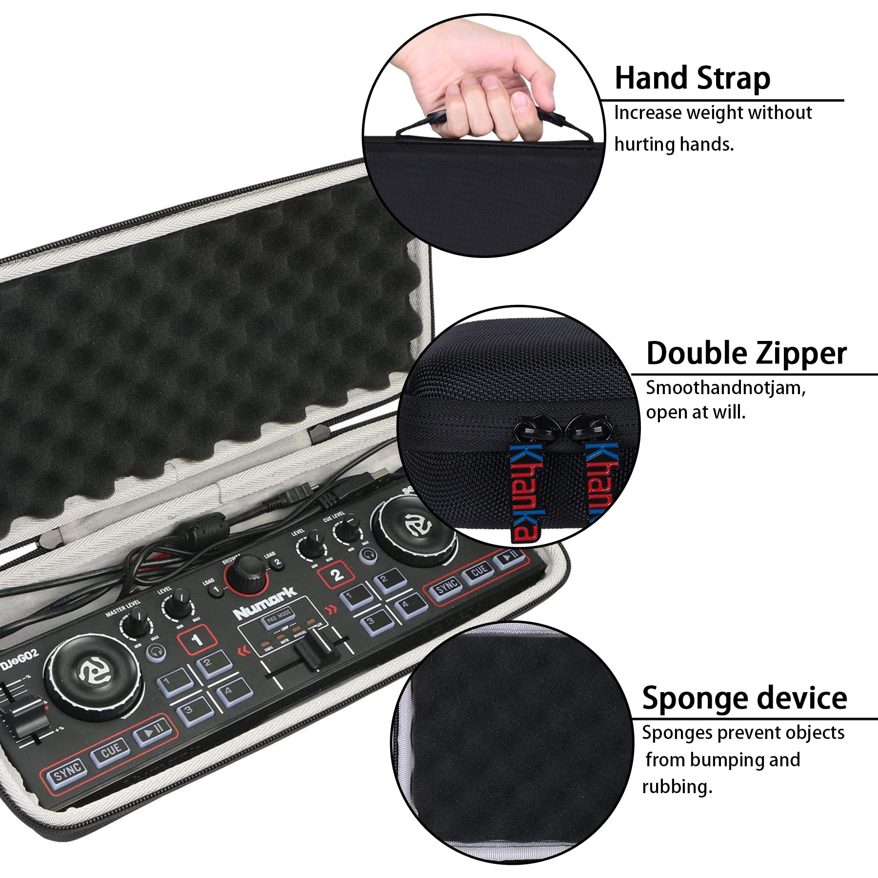 khanka Hard Travel Case Replacement for Numark DJ2GO2 Touch Pocket DJ Controller