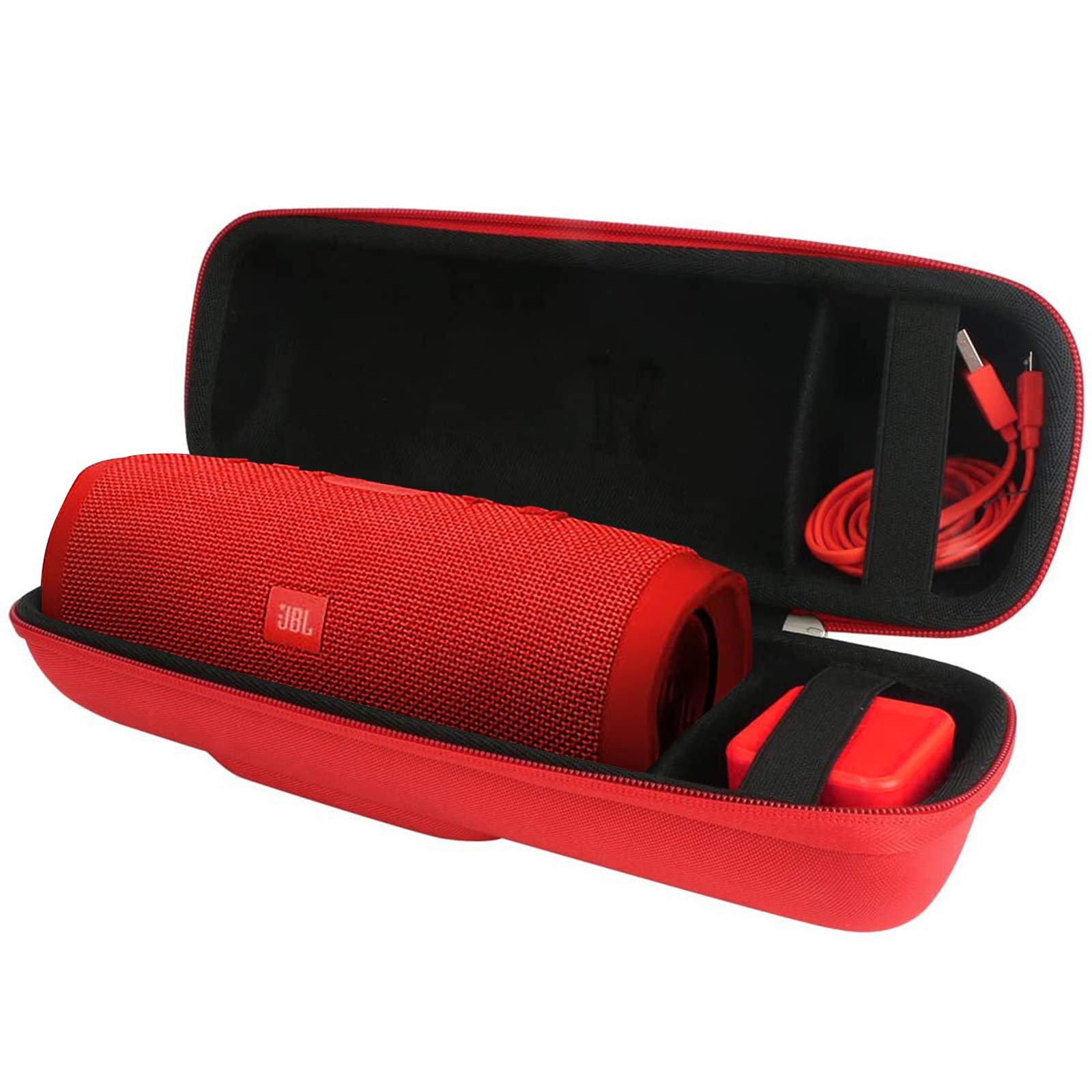 Khanka Hard Travel Case Replacement for JBL Charge 3 Waterproof Portable Wireless Bluetooth Speaker. Extra Room for Charger and USB Cable (red)