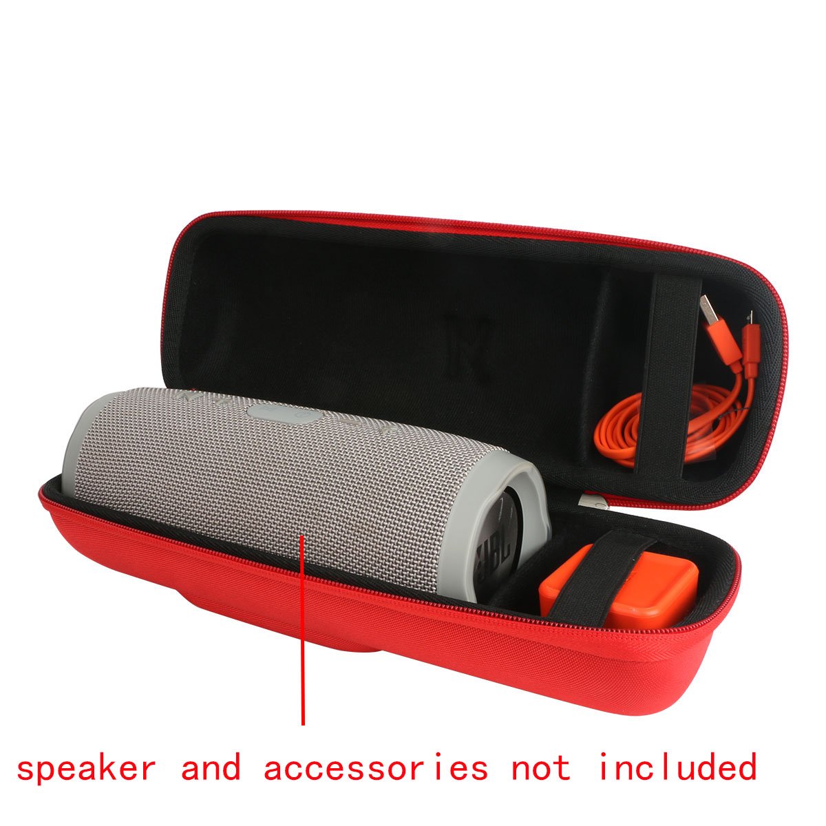 Khanka Hard Travel Case Replacement for JBL Charge 3 Waterproof Portable Wireless Bluetooth Speaker. Extra Room for Charger and USB Cable (red)