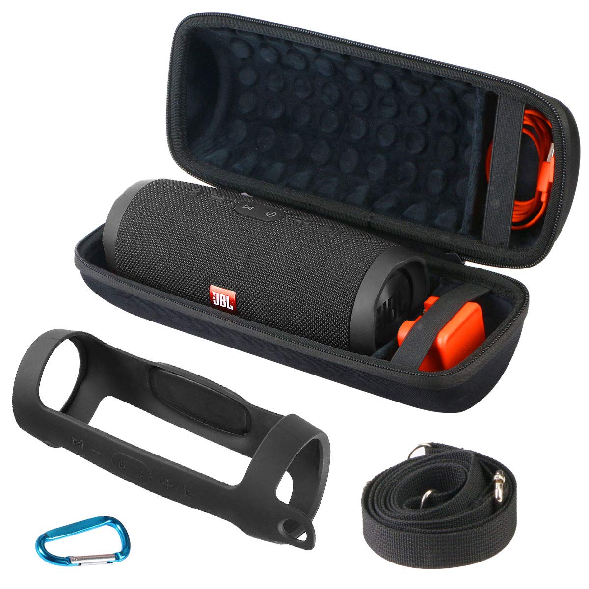 Khanka Hard Travel Case + Silicone Case Replacement for JBL Charge 4 Portable Waterproof Wireless Bluetooth Speaker