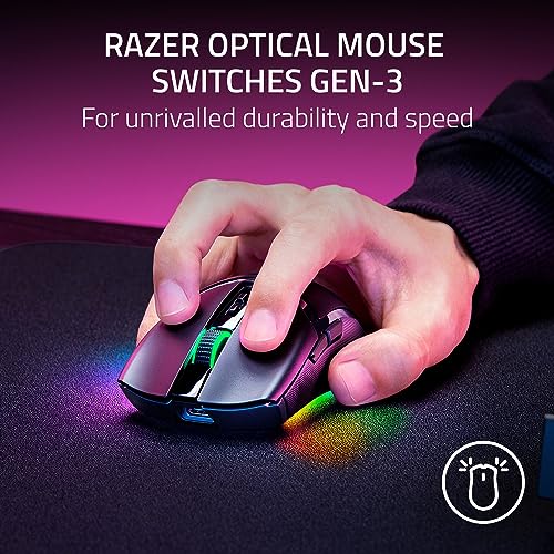 Razer Cobra Pro Wireless Gaming Mouse: 10 Customizable Controls - Chroma RGB Lighting - 30K Optical Sensor - Gen-3 Switches - 2.4GHz, Bluetooth & USB Type C - Up to 170 Hr Battery - Black