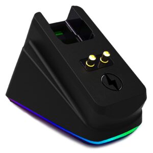 mouse charging dock for razer wireless mouse viper ultimate naga pro deathadder v2 pro and basilisk ultimate magnetic charging rgb lights status indicator gecko feet (rgb)