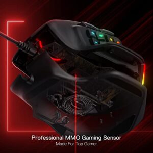 Redragon M811 Aatrox MMO Gaming Mouse, 15 Programmable Buttons Wired RGB Gamer Mouse w/Ergonomic Natural Grip Build, 10 Side Macro Keys, Software Supports DIY Keybinds & Backlit