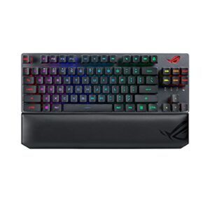 asus rog strix scope rx tkl wireless deluxe - 80% gaming keyboard, tri-mode connectivity (2.4ghz rf, bluetooth, wired), rog rx red optical mechanical switches, pbt keycaps, rgb, wrist rest, black