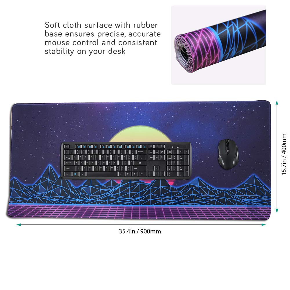 Imegny Large Gaming Mouse Pad, Extended XXL Desk Pad & Non-Slip Rubber Mat for Mice and Keyboard with Stitched Edges （90x40 zisesun011）