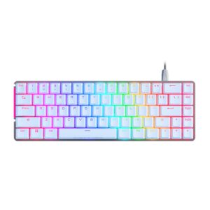 asus rog falchion ace 65% rgb compact gaming mechanical keyboard, lubed rog nx brown switches & switch stabilizers, sound-dampening foam, pbt keycaps, wired with kvm, three angles, cover case-white