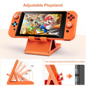 Younik Switch Accessories Bundle, 15 in 1 Orange Switch Accessories Kit for Girls Include Switch Carrying Case, Adjustable Stand, Protective Case for Switch Console & J-Con