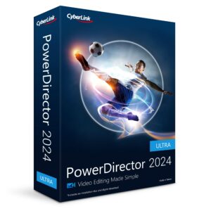 cyberlink powerdirector 2024 ultra | easy ai video editing | easy-to-use video editing software for windows with premium visual effects | slideshow | screen recorder [retail box with download card]