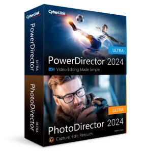 cyberlink powerdirector and photodirector 2024 ultra | easy ai video editing and ai photo editing software for windows | slideshow | screen recorder [retail box with download card]