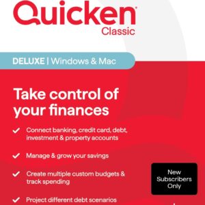 Quicken Classic Deluxe for New Subscribers| 1 Year [PC/Mac Online Code]