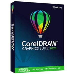 coreldraw graphics suite 2021 | graphic design software for professionals | vector illustration, layout, and image editing | amazon exclusive particleshop brush pack [pc disc] [old version]