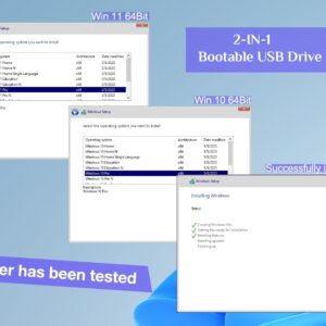 32GB - Bootable Windows 10&11, USB Driver 3.2Gen for Reinstall Windows, Reset Password,Supported UEFI and Legacy, Compatible All Brands