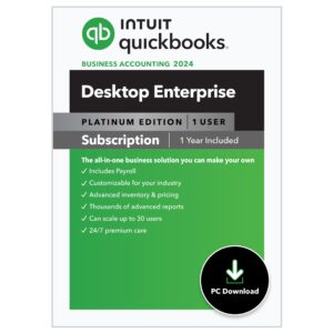 intuit quickbooks desktop enterprise platinum 2024 1 user, 1-year subscription [pc download]