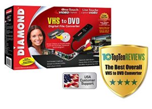 diamond multimedia vc500 one touch vhs to digital file, dvd converter with easy to use software, convert, edit and save for win7,8,10,11