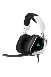 corsair void elite rgb usb gaming headset (7.1 surround sound, optimised omnidirection microphone, customisable rgb lighting, microfibre mesh fabric earpads, aluminium construction) - white