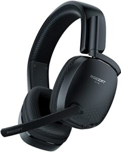 roccat syn pro air - wireless 3d audio surround sound lightweight pc gaming headset with aimo rgb lighting and all-day battery life - black