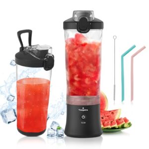 portable blender, personal size blender for shakes and smoothies, waterproof 20oz usb rechargeable mini blender cup with 6 sharper blades hand-held blender for kitchen/home/travel